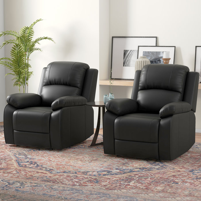 Ebern Designs Lyneisha 35'' Wide Modern and Overstuffed Soft Vegan Leather Manual Recliner | Wayfair